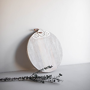 Foreside Home & Garden Large Round White Wood Cutting Board