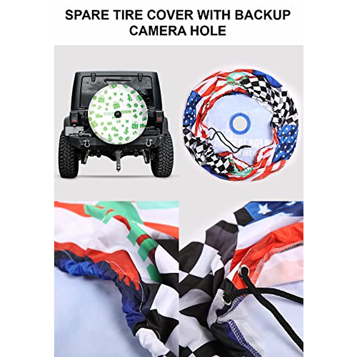 Tippsy LLC Store Bigfoot Camping Hiking Tire Cover, Bigfoot Spare Tire Cover with or Without Backup Camera Hole (Style 2)