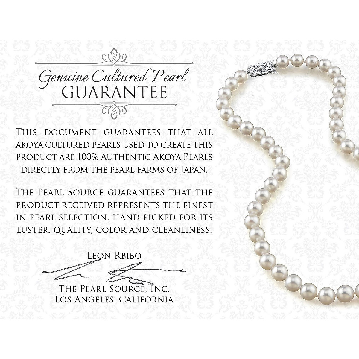 The Pearl Source 14K Gold 7.5-8mm AAA Quality Round White Akoya Cultured Pearl Necklace & Earrings Set in 18" Princess Length for Women