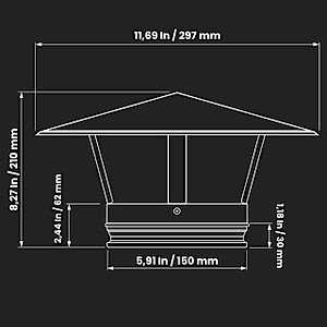 6 Inch Round Roof Cap - All Weather Chimney Cap - Galvanized Steel - Roof Top Round Vent House Exhaust Roof Cap