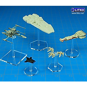 LITKO Acrylic Flight Stands | Hexagon | 3mm Clear Hexagonal Flight Base with Flight Peg (1-inch)