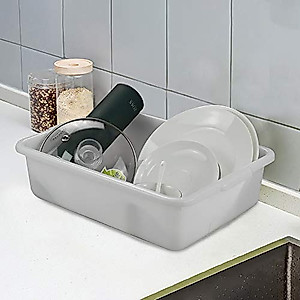Joyeen Wash Basin Tub, Plastic Dish Pan 8 Liter, White Bus Tubs, Set of 4