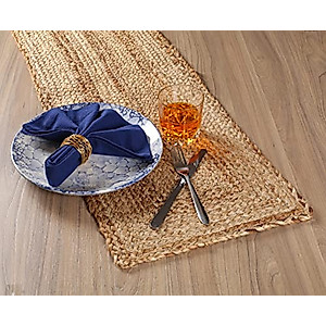 Reversible Jute Braided Table Runner, Farmhouse Jute Burlap Table Runner, Natural Jute Braided Table Runner, Organic Eco-Friendly Rustic Vintage Dining Table Runner- 13x72 Inch - Natural
