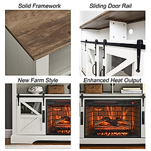 Electric Fireplace TV Stand for TVs up to 70 Inch, TV Console with 26'' Fireplace, 2 Open Shelves & Cabinets, Fireplace Heater with 4 Brightness with 5118 BTU Heat Output, CSA/UL Certified 1500W