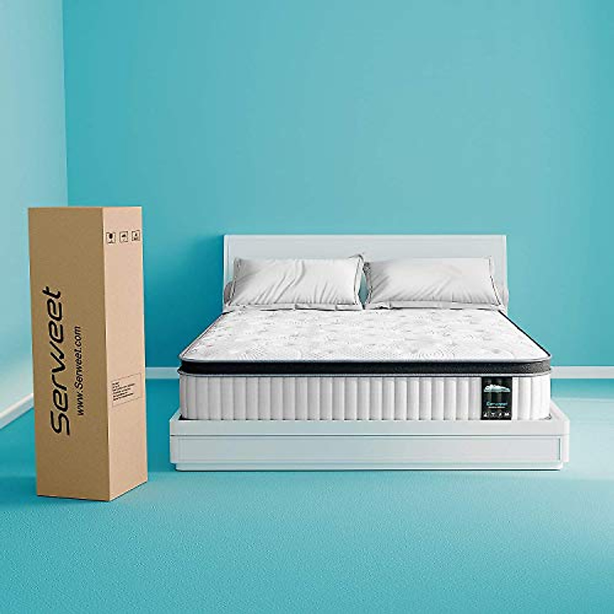 Serweet 8 Inch Memory Foam Hybrid Twin Mattress - Heavier Coils for Durable Support - Pocket Innersprings for Motion Isolation - Pressure Relieving - Medium Firm - Made in North America