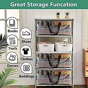 Kiffun Moving Bags Clear Heavy Duty Extra Large Tote Bag with Zippers Handles & Backpack Trap Easy Packing & Storage for Clothes Blanket 6 Pack