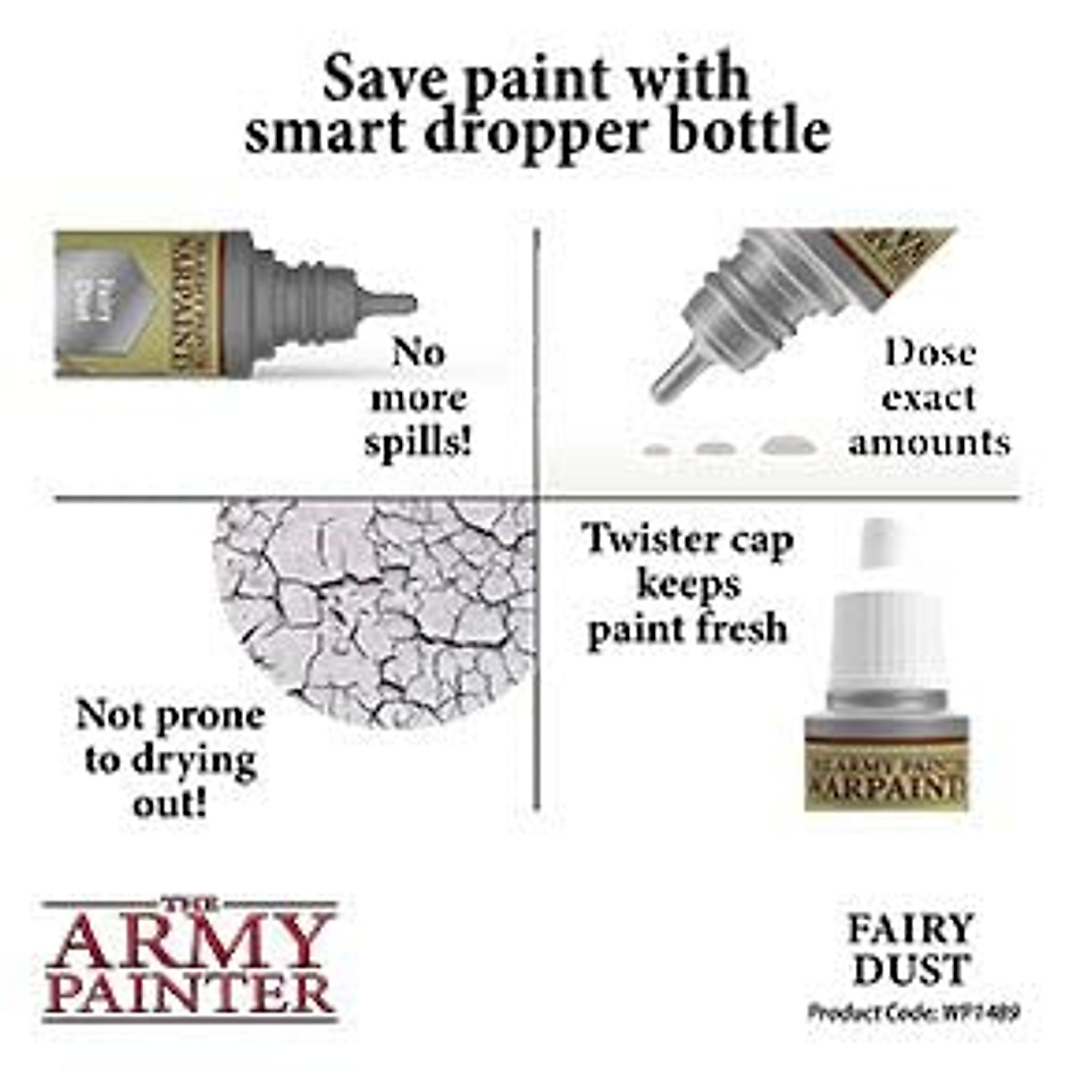 The Army Painter Fairy Dust Warpaint - Acrylic Non-Toxic Heavily Pigmented Water Based Paint for Tabletop Roleplaying, Boardgames, and Wargames Miniature Model Painting