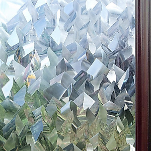 rabbitgoo Window Privacy Film, 3D Decorative Stained Glass Window Film, Static Cling Door Window Covering Removable Window Sticker Window Vinyl, Sun Blocking Glue Free, Crystal Icicles 17.5"x78.7"