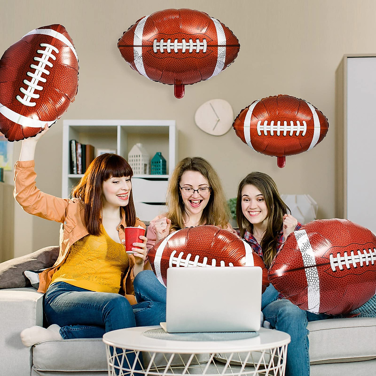 30 Pieces Large Football Foil Balloons for Football Party Decorations 27 Inches, 22 Inches Football Shaped Aluminum Foil Balloons Rugby Balloons for Sports Theme Birthday Party Favors