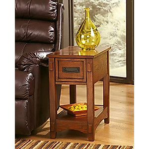 Signature Design by Ashley Breegin New Traditional Wooden Chair Side End Table with 1 Drawer and 1 Fixed Shelf, Brown