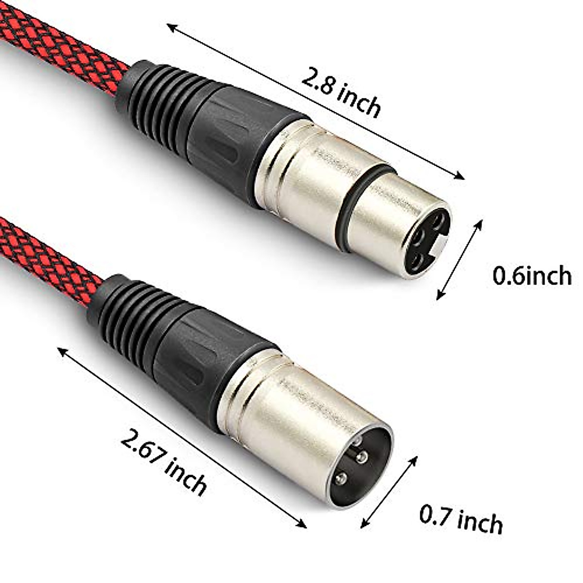LoongGate Premium XLR Male to Female 3 Pin Plug Nylon Braided Shielded Professional Mic Audio Balanced Cable for Recording Applications,Mixers,Speaker Systems (2m/6ft)