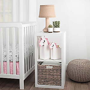 NoJo White Felt Unicorn Shaped 2Piece Nursery Storage Caddy Set, White, Pink