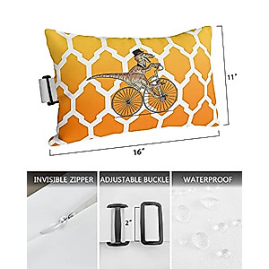 Recliner Head Pillow Ledge Loungers Chair Pillows with Insert Dinosaur With Moroccan Texture Orange Gradient Lumbar Pillow with Adjustable Strap Outdoor Waterproof Patio Pillows for Beach Pool, 2 PCS