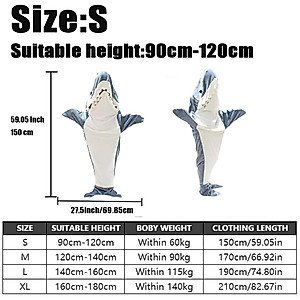 Shark Blanket Hoodie Onesie Adult & Kid, Wearable Shark Blanket, Shark Sleeping Bag, Flannel Soft Cozy Shark Onesie Costume (M)