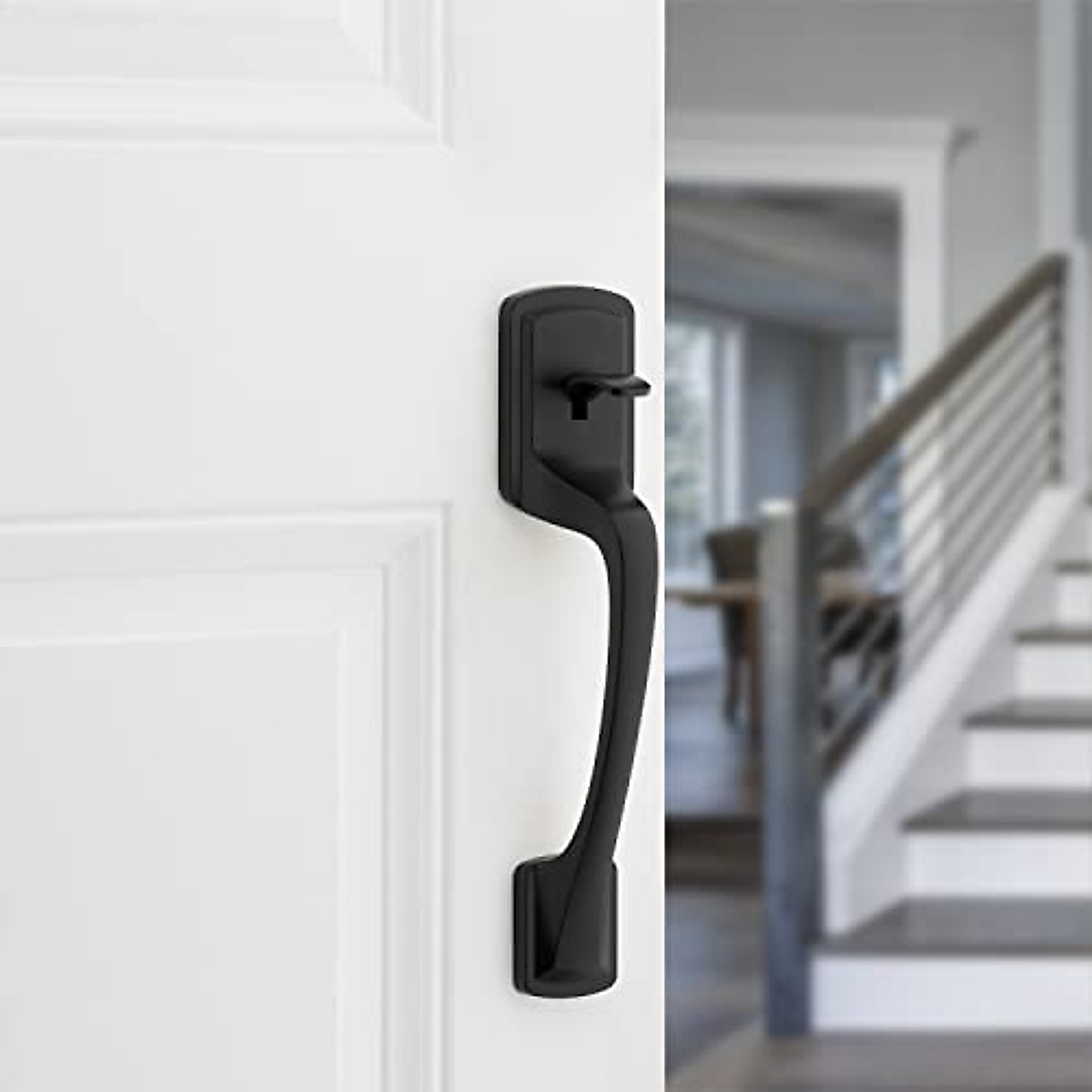Kwikset Prague Handle Only w/Pismo Knob in Matte Black with Microban