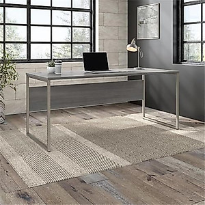 Pemberly Row 72W x 30D Computer Table Desk in Platinum Gray - Engineered Wood