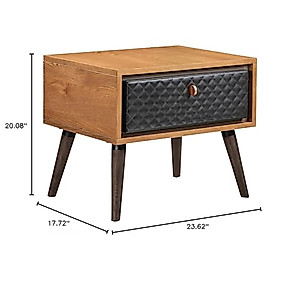 Armen Living Coco Single Drawer with Nightstand, Black/Balsamico