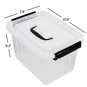 AnnkkyUS 6 L Clear Plastic Storage Box, Storage Bin with Lid and Handle Set of 4