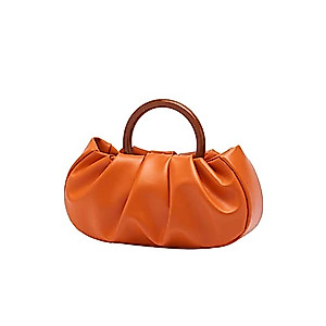 Verdusa Women's Ruched Small Handbag Clutch Purse Dumpling Pouch Bag Orange one-size