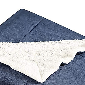 Eddie Bauer Ultra-Plush Collection Throw Blanket - Reversible Sherpa Fleece Cover, Soft & Cozy, Perfect for Bed or Couch, Twin, Blue