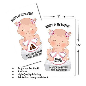 Girl What's In My Diaper Baby Shower Scratch Off Game | 24 Cards - 1 Winner | Baby Shower Games | Baby Shower Prizes | Door Prizes | Dirty Diaper Game