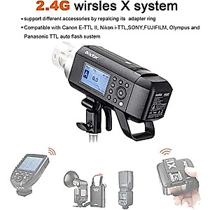 Godox AD400 Pro AD400Pro Flash w/2.8MLight Stand+Sandbag w/Godox 60 * 60cm Softbox with Grid GN72 TTL Monolight,1/8000 HSS Outdoor Flash Speedlight, 0.01-1s Recycle Time for Canon Sony Nikon,etc