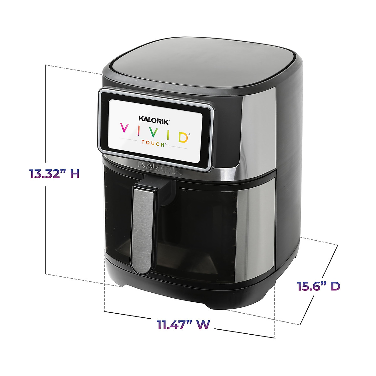 Kalorik VIVID TOUCH 7 Quart High-Resolution Touchscreen Air Fryer with Window, Stainless-Steel