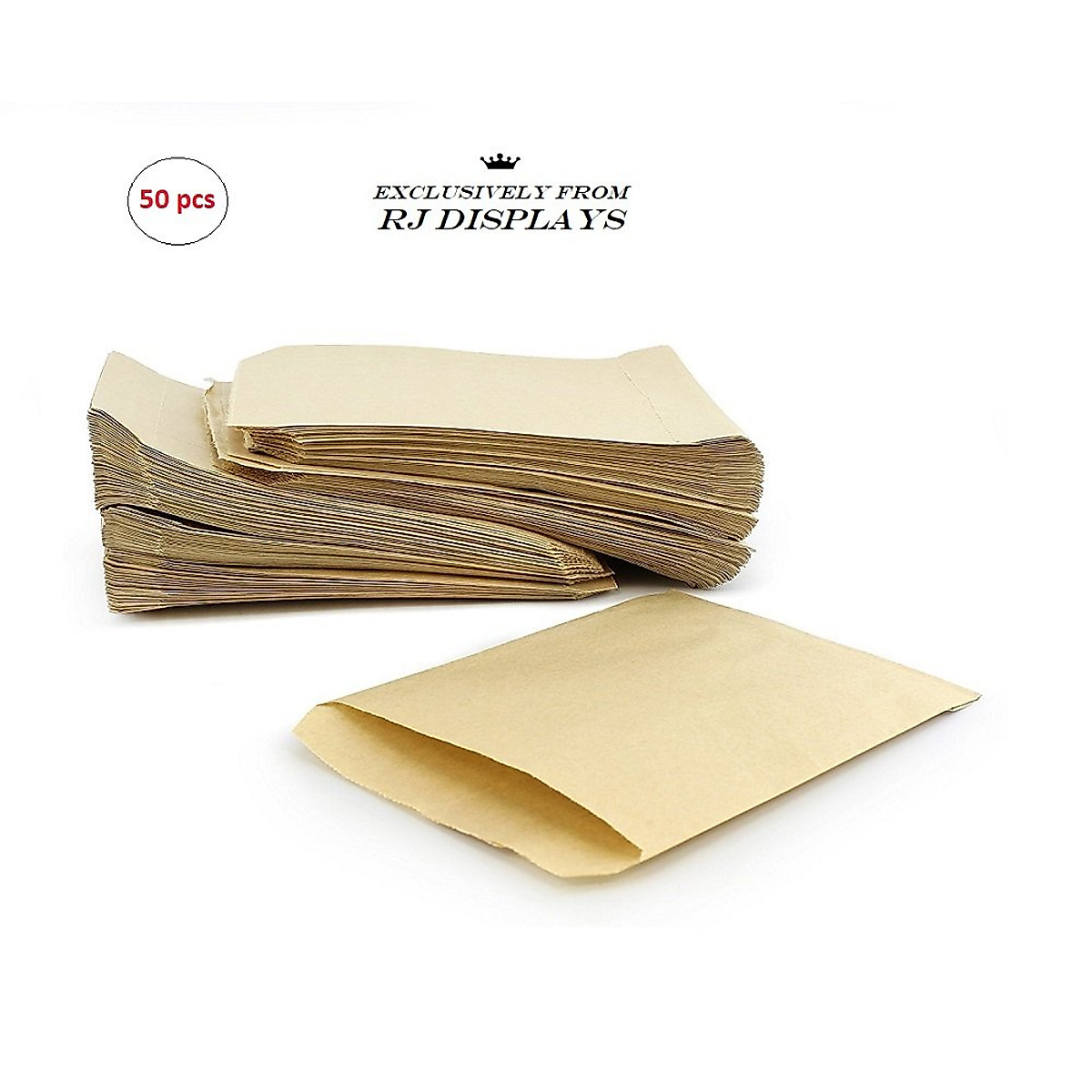 RJ Displays-Brown Kraft Flat Merchandise & Packaging Bags- Pack of 50 Bags Size-10" x 13" Inches
