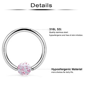 Ftovosyo 48PCS 16G Surgical Steel Nipple Rings Hoop Captive Bead Ring Nipplerings Piercing Jewelry for Women Men 16MM Silver-Tone Rose Gold Black Glow in The Dark