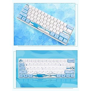 ZMX Blue Penguin 61 Mechanical Keyboard,Hot Swappable 60％Compact Mechanical 5.0Bluetooth/Type-C Wired Dual-Mode RGB Backlit Dye-Sublimation PBT Keycap Gaming Keyboard（Blue Switch）