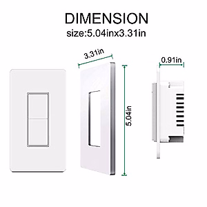 Smart Light Switch, WiFi Smart Double Switch Button, Compatible with Alexa and Google Home, Remote Control with Timing Funtion, No Hub Required,Smart Life APP Provides Control from Anywhere