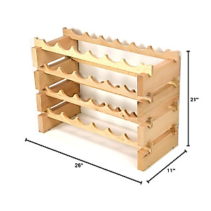 sfDisplay.com,LLC. Modular Wine Rack Beechwood 24-72 Bottle Capacity 6 Bottles Across up to 12 Rows Newest Improved Model (24 Bottles - 4 Rows)