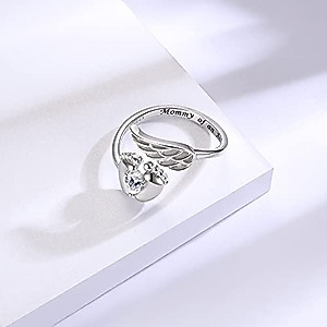 APOTIE Sterling Silver Miscarriage Ring Mother - Loss of Pregnancy Rings Infant Loss Jewelry Memorial Losing Child Gifts for Women Mom (04-April-Diamond Color)