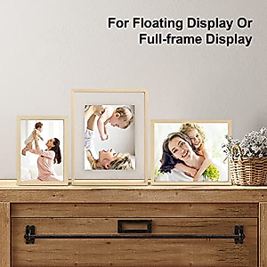 Egofine 8x10 Floating Frames Set of 2, Double Glass Picture Frame, Made of Solid Wood Display Any Size Photo up to 8x10, Wall Mount or Tabletop Standing, Natural Wood