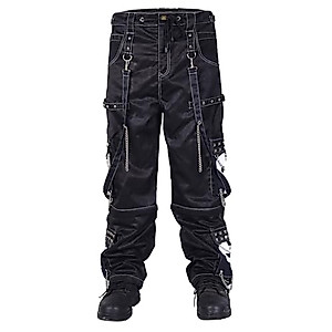 Prime Quality Gothic Bondage Black Big Skull Men Pant Alternative Punk Rock Emo Trouser Pant Shorts/USA (42)