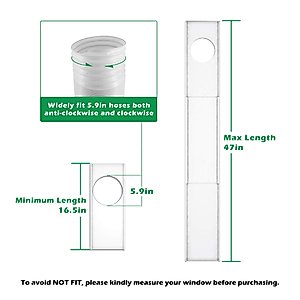 Forestchill Portable Air Conditioner Window Seal Plates Kit for 5.9" Diameter Exhaust Hose, Universal AC Vent Kit for Sliding Windows and Hung Windows, Adjustable Length Sealing Panels for Mobile A/C