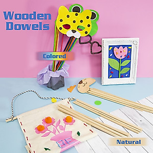 BAZIC Wooden Dowel Rods Wood Sticks, 3/8" x 12" Round Natural Color Hardwood Stick, Unfinished Wood for Crafts Lollipops Cake Support (6/Pack), 1-Pack