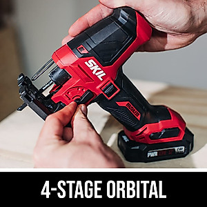 SKIL PWR CORE 12 Brushless 12V Compact Jigsaw Kit Includes 2.0Ah Battery and PWR JUMP Charger - JS5833A-10