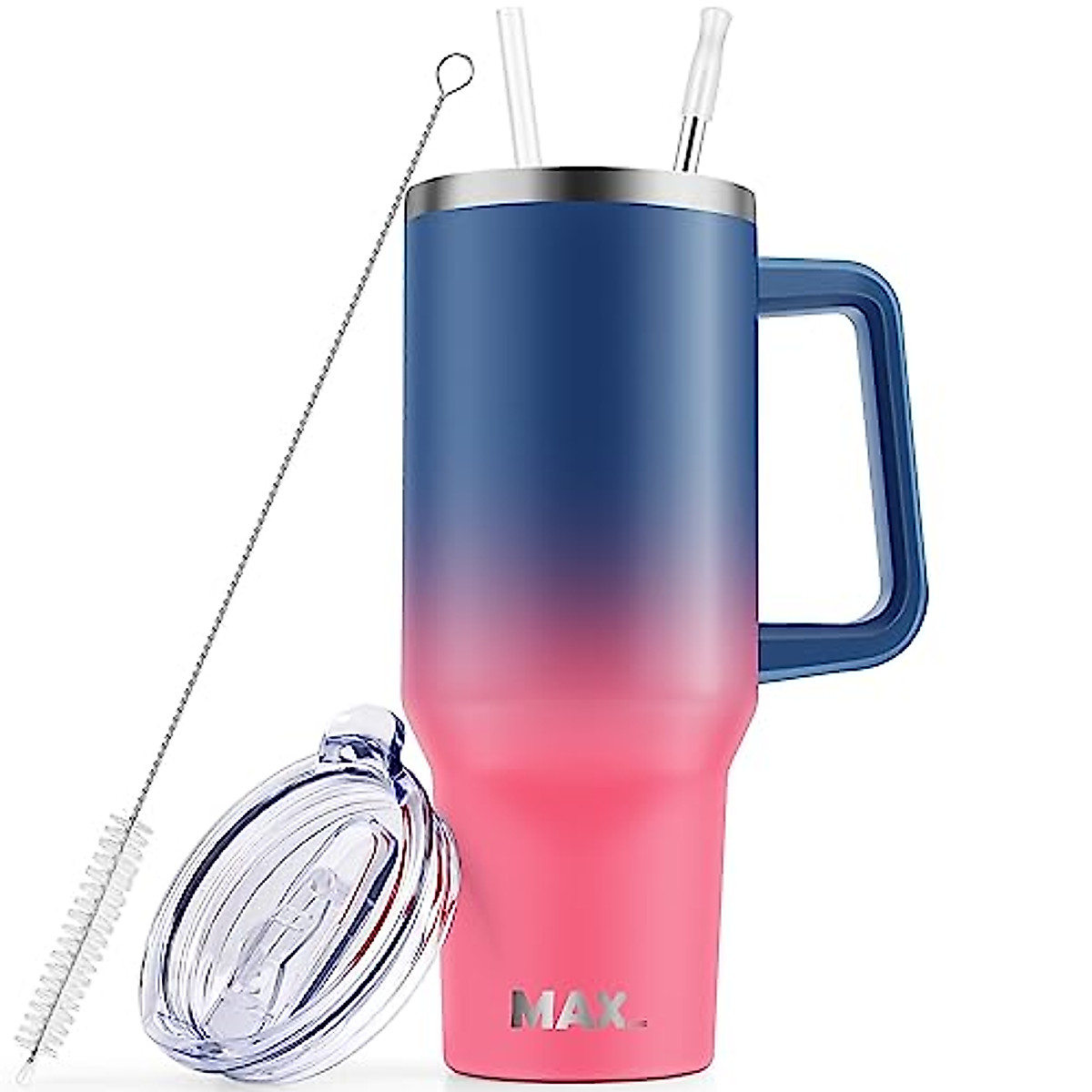 MaxBase 40 Oz Tumbler with Handle and Straw Lid, Insulated Reusable Stainless Steel Travel Mug Keeps Drinks Cold up to 34 Hours, 100% Leakproof Bottle (Sunset)