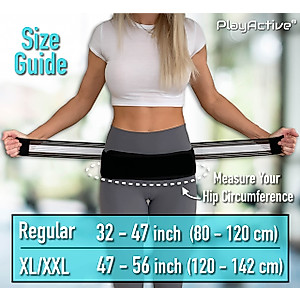 PlayActive Sacroiliac SI Joint Hip Belt - Lower Back Support Brace for Men and Women - Pelvic Support Belt - Trochanter Belt - Sciatica Pelvis Lumbar Hip Pain Relief (Regular)