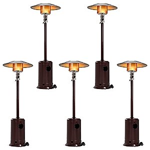ROMONICA 41,000BTU Outdoor Patio Heater Tall Standing Hammered Finish Garden Outdoor Heater Propane Standing, Bronze - 5 set