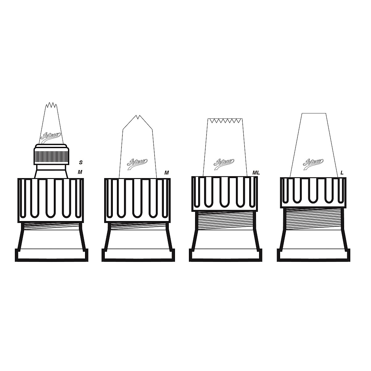 Ateco Universal Pastry Coupler and Cap Set | 7 Piece Set | Works with 250 Ateco decorating Tubes plus tips from other brands