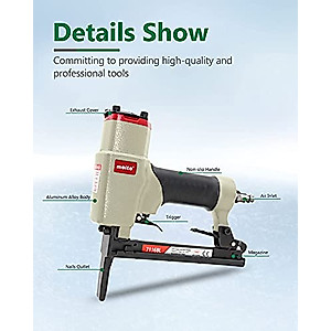 meite 7116BL Pneumatic Upholstery Stapler with Long Nose-1/4-Inch to 5/8-Inch 22 Gauge 3/8'' Crown Fine Wire Stapler