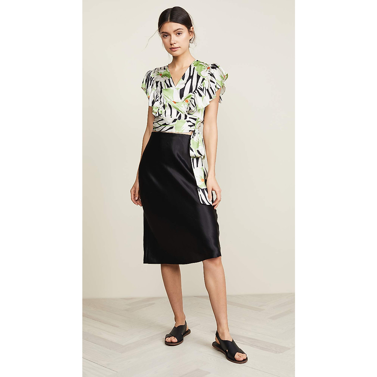 Jill Jill Stuart Women's Tropical Wrap Top, Green Multi, Large