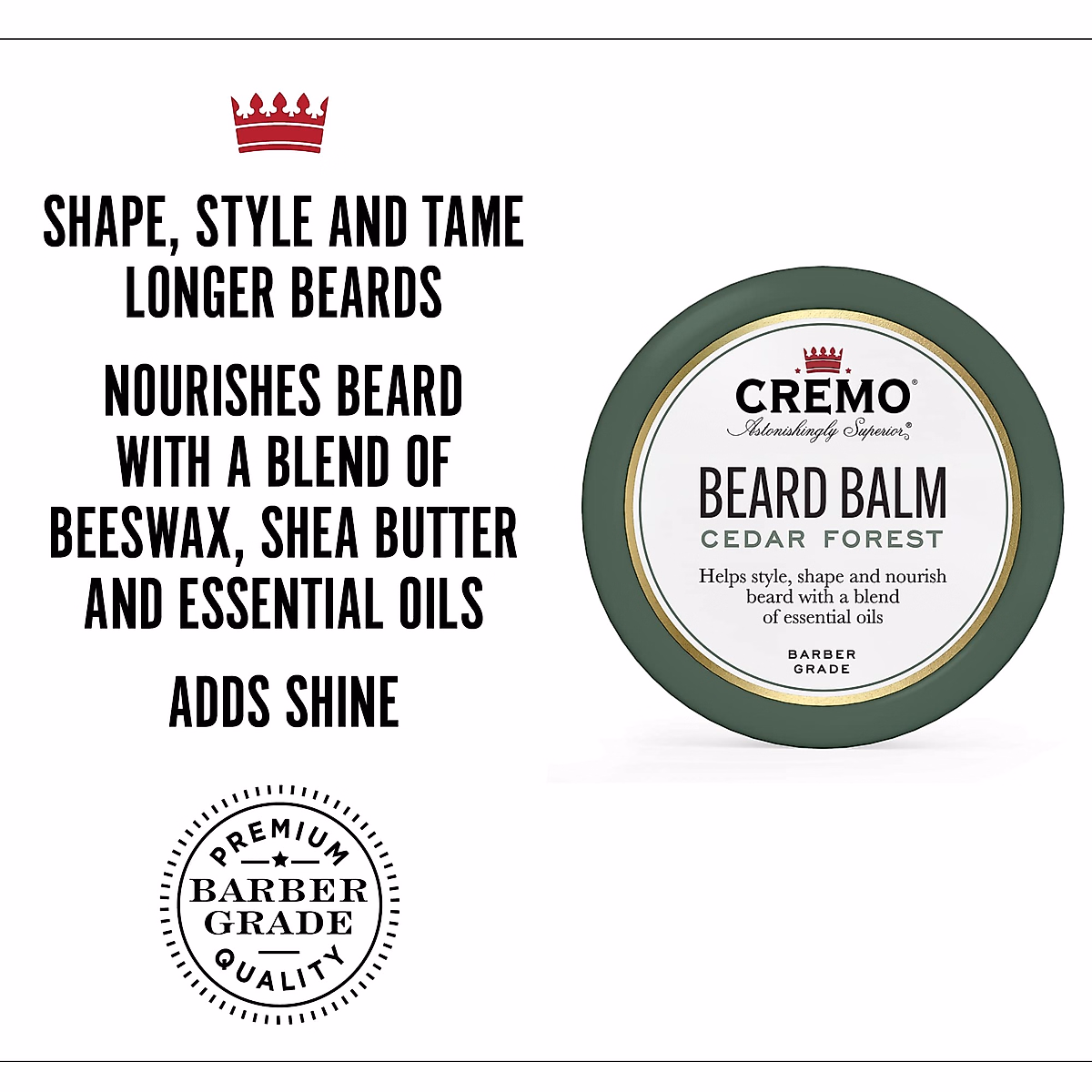 Cremo Styling Beard Balm, Forest Blend, Nourishes, Shapes And Moisturizes All Lengths Of Facial Hair, 2 Ounce (Packaging May Vary)