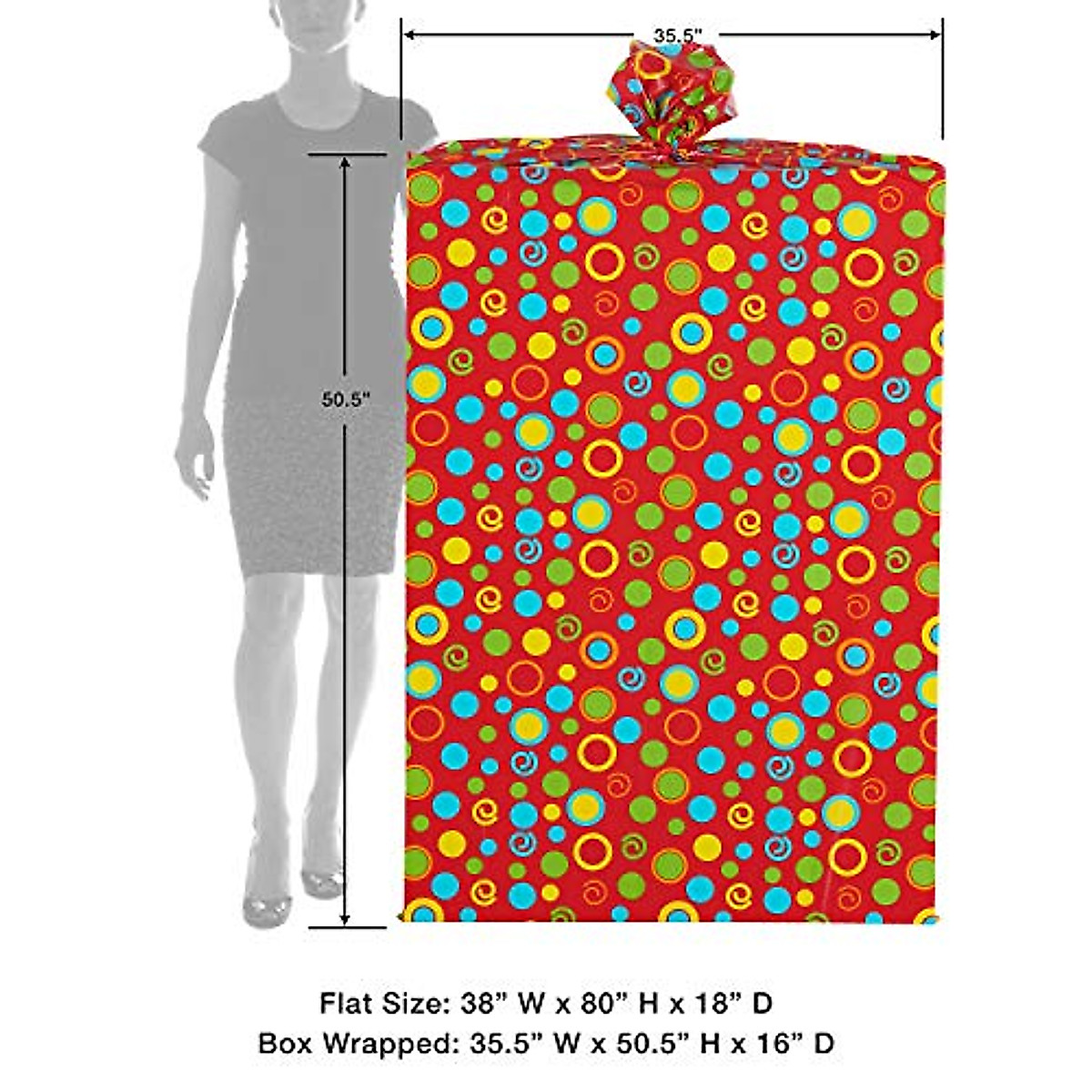 American Greetings Multicolor Dots Jumbo Plastic Gift Bag