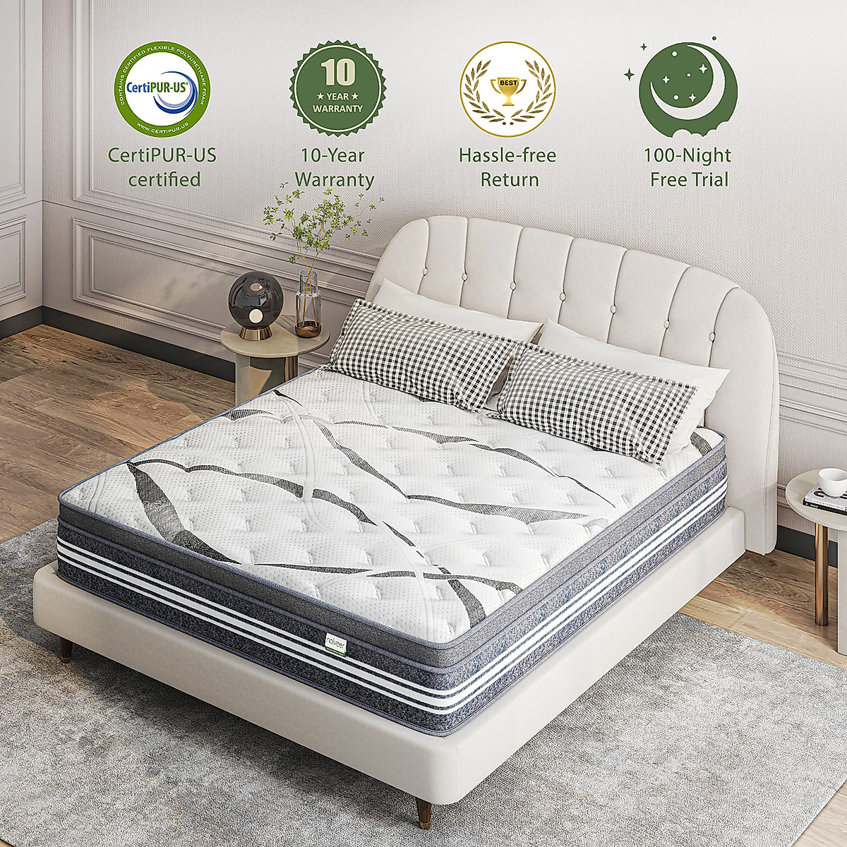 Naiveer Twin Mattress 10 Inch, Memory Foam Mattress in A Box, Hybrid Mattress with Individually Wrapped Coils, CertiPUR-US Certified, Medium Firm Twin Size Mattress for Back Pain & Pressure Relieve
