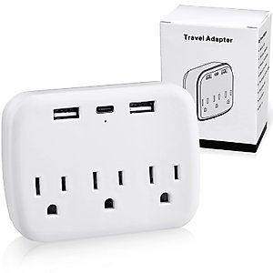 Cruise Power Strip Cruise Essentials Non Surge Protection Outlet Extender with USB Outlets Ports Portable Travel Adapter Multiple Plug for Cruise Ship, Home, Office, White
