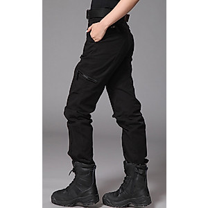 chouyatou Women's Military Straight Fit Stylish Combat Cargo Slacks Pants (Medium, Black)