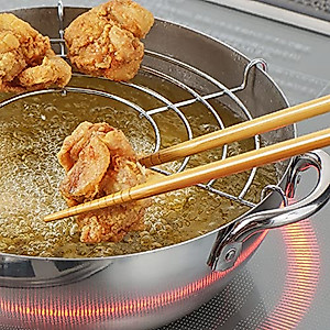 Yoshikawa SJ3391 Tempura Pot, 7.9 inches (20 cm), Gas Flame and Induction Compatible, Made in Japan, Stainless Steel